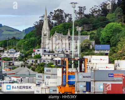 Port Chalmers container terminal, Dunedin, Otago, South Island, New ...