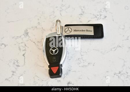 Mercedes Benz key fob on a white marble surface Stock Photo - Alamy