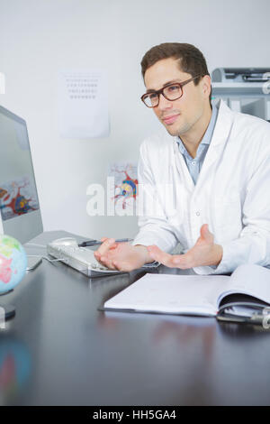 Doctor recording the results an eyesight test on the white background ...