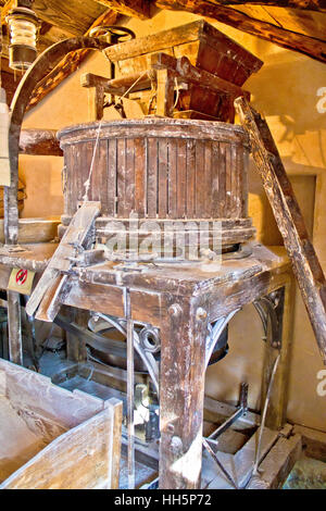 Old traditional watermill interior view Stock Photo - Alamy