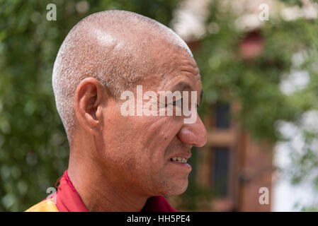 Side portrait of an old Tibetan Buddhist monk Stock Photo - Alamy