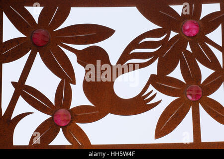 Metalwork sculpture panel, Overlook Park, Ridgefield, Washington Stock ...