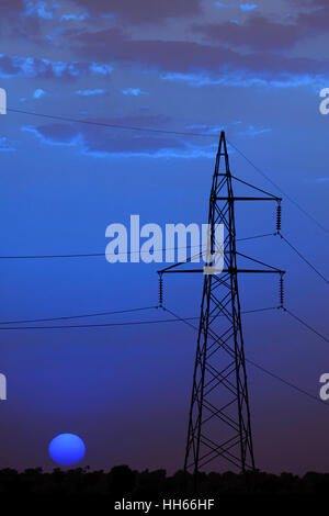 Electricity pylon and cables in an Indian street. Andhra Pradesh Stock ...
