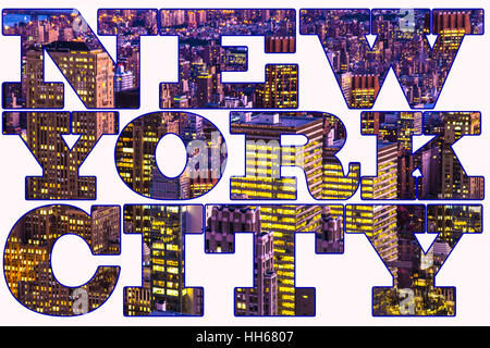 New York City graphic text design using Manhattan night cityscape of ...