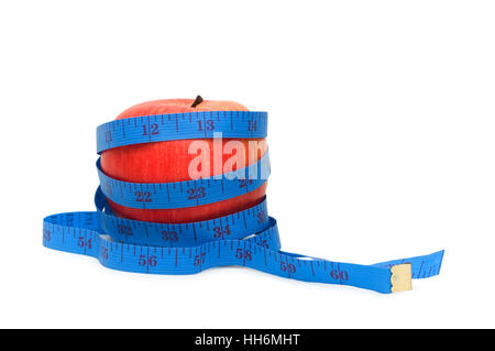 Red apple and meter illustrating fruit dieting concept Stock Photo - Alamy