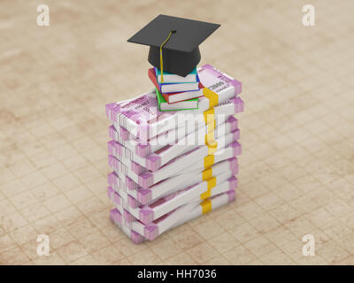 New Indian Currency with Books - 3D Rendered Image Stock Photo - Alamy