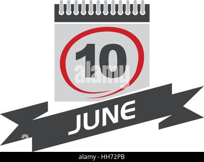 Icon calendar day - 10 June. 10th days of the month, vector ...