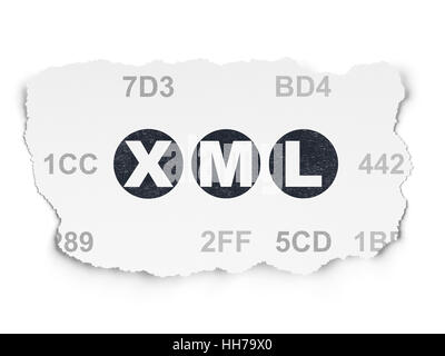 Database concept: Xml on Torn Paper background Stock Photo - Alamy