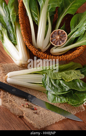 bunches of fresh chard on the wood table Stock Photo - Alamy