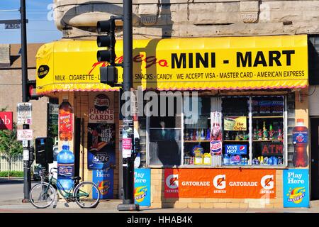 Chicago, Illinois, USA. A colorful mini-mart located in Chicago's ...