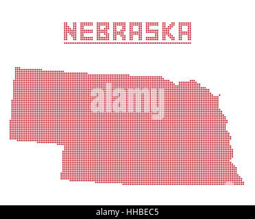 Nebraska US state map red outline border. illustration isolated on ...