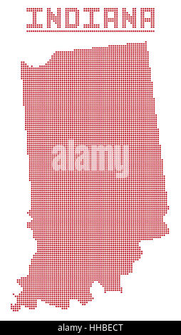 Indiana US state map red outline border. illustration isolated on white ...