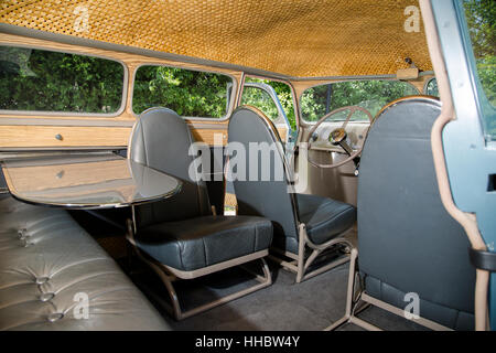The interior of a 1936 Scarab minivan automobile, designed by William ...