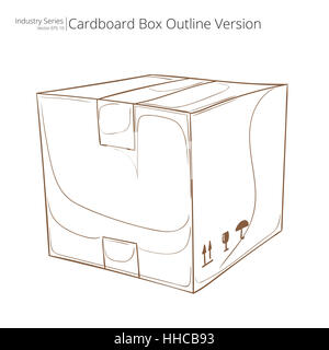 Abstract closed Cardboard Box. Outline Version. Side view. Vector EPS10 ...