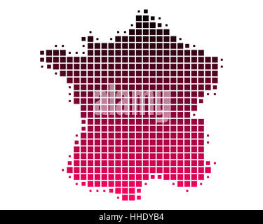 illustration, france, purple, violet, angular, square, card, spotted ...