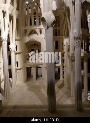 Model of the Sagrada Familia, by the Spanish Architect, Antoni Gaudi ...