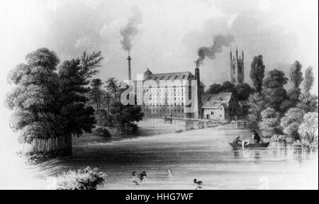 Lombe's silk mill, Derby, First water-powered textile mill in Britain ...