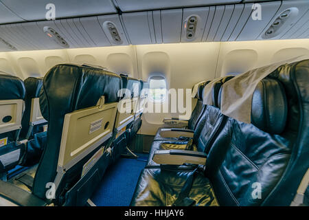 Boeing 767. Inside the cabin . Cabin crew rest on the ground floor ...