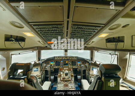 Boeing 767. Inside the cabin . Cabin crew rest on the ground floor ...