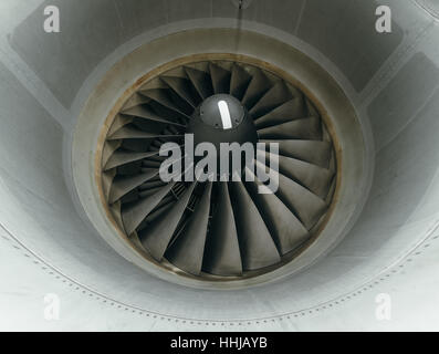 Boeing 767. Screw close-up of a turbofan engine . Russia. Siberia ...