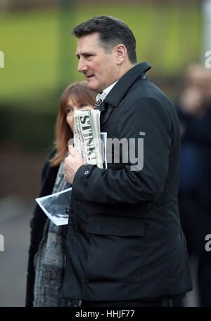 The funeral of Status Quo guitarist Rick Parfitt at Woking Crematorium ...