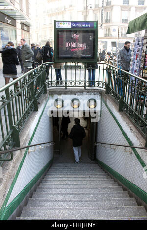 Entrance Exit to the metro station Paris at night Stock Photo - Alamy