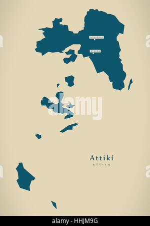 Modern Map - Greece with regions GR illustration Stock Photo - Alamy