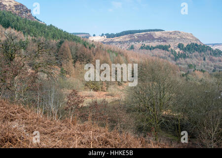 The hill of Pen Pych in the Rhondda Fawr valley, south Wales, seen from ...