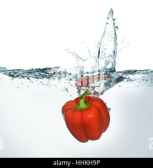 bell pepper in water with splash Stock Photo - Alamy