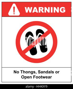 No sandals allowed sign. Red circle background. Safety signs and ...