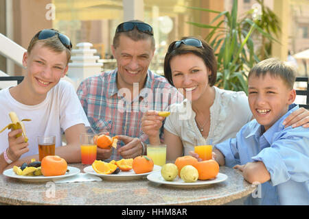 big family having breakfast Stock Photo - Alamy