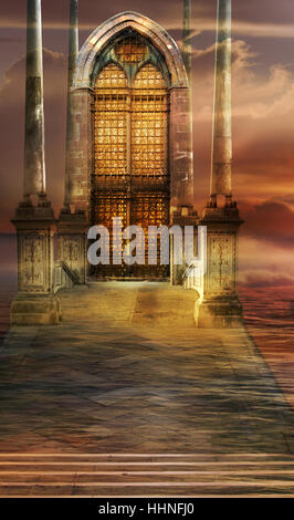 colour, flight, sunset, goal, passage, gate, archgway, gantry, door ...