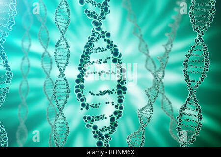 Medical technology concept with 3d rendering cute robot holding dna ...