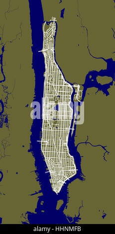 Streets of Manhattan - outline map Stock Photo - Alamy