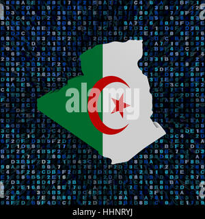 Algeria map flag on hex code illustration Stock Photo - Alamy