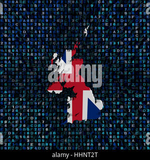 UK map flag on hex code illustration Stock Photo - Alamy