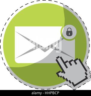 button with envelope and cursor icon over white background. vector ...