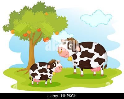 funny cows cartoon farm animals group Stock Photo - Alamy