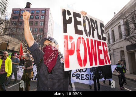 Atlanta, USA. 20th Jan, 2017. Three hundred protesters representing a ...