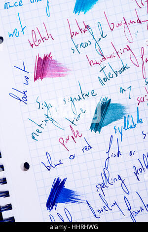 Handwritten scribbling in different fountain ink colours and line ...