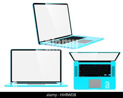 Set of Blue Modern Laptops Stock Photo - Alamy