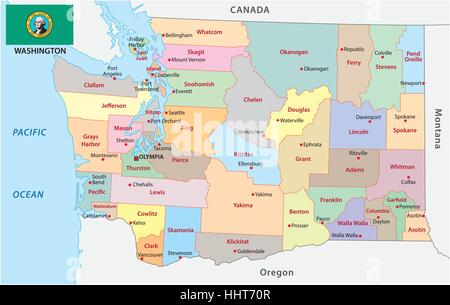 Washington state map. US state map. Washington outline symbol. Retro ...