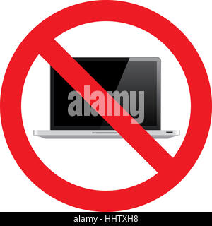 No Laptop prohibition sign isolated on white background Stock Photo - Alamy