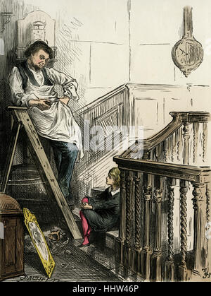 Dombey & Son by Charles Dickens. Caption reads: Mr. Dombey and the ...