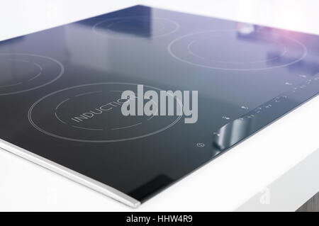 Induction cooker black glass hob with integrated hood or aspirating ...