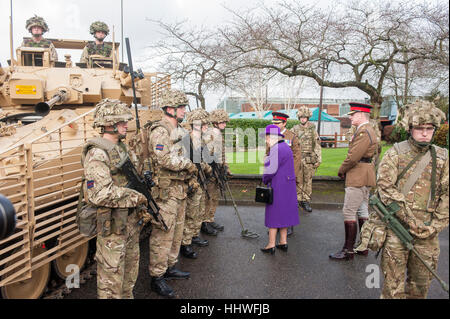 HM The Queen meeting members of the Household Cavalry at Combermere ...