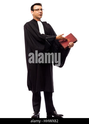 one caucasian lawyer man pleading silhouette in studio isolated on ...