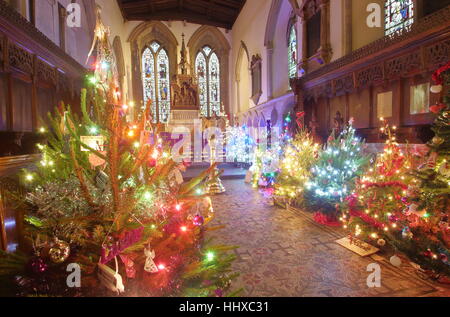Christmas tree festival at All Saints Church, Bakewell, Peak District ...