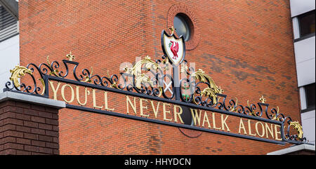The title of Liverpool FC's club anthem seen on top of the Shankly ...