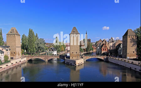 The covered bridges Le Ponts Couverts over the river Ill Strasbourg ...